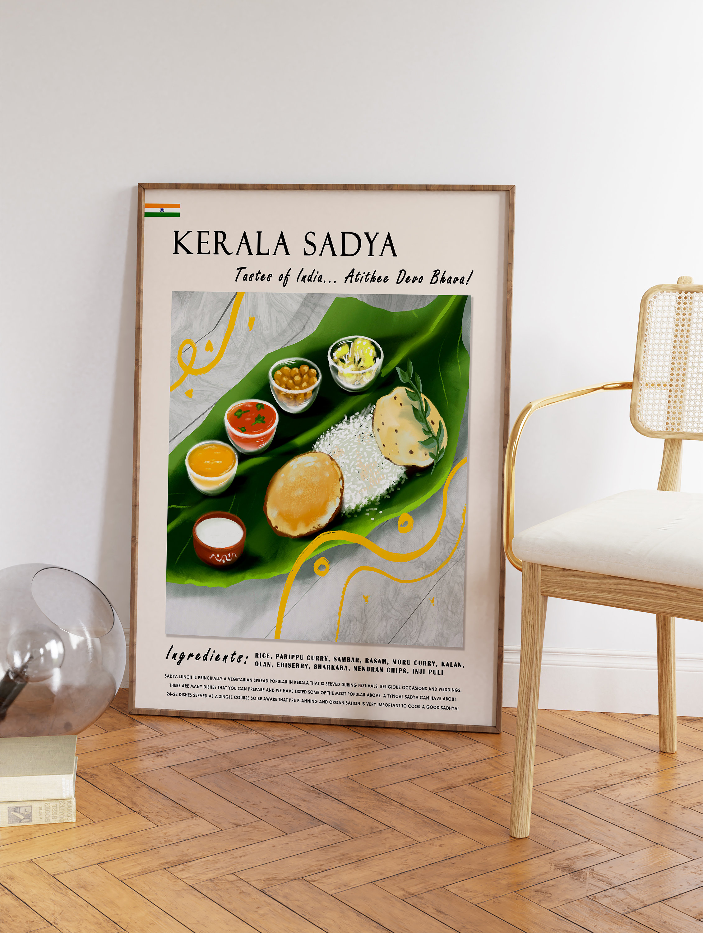 Kerala Sadya Food Poster Food Art Indian Wall Art Indian - Etsy UK