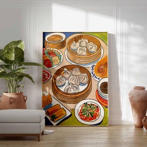 Chinese Food Print, Dumplings, Spring Rolls, Kitchen Decor - Etsy