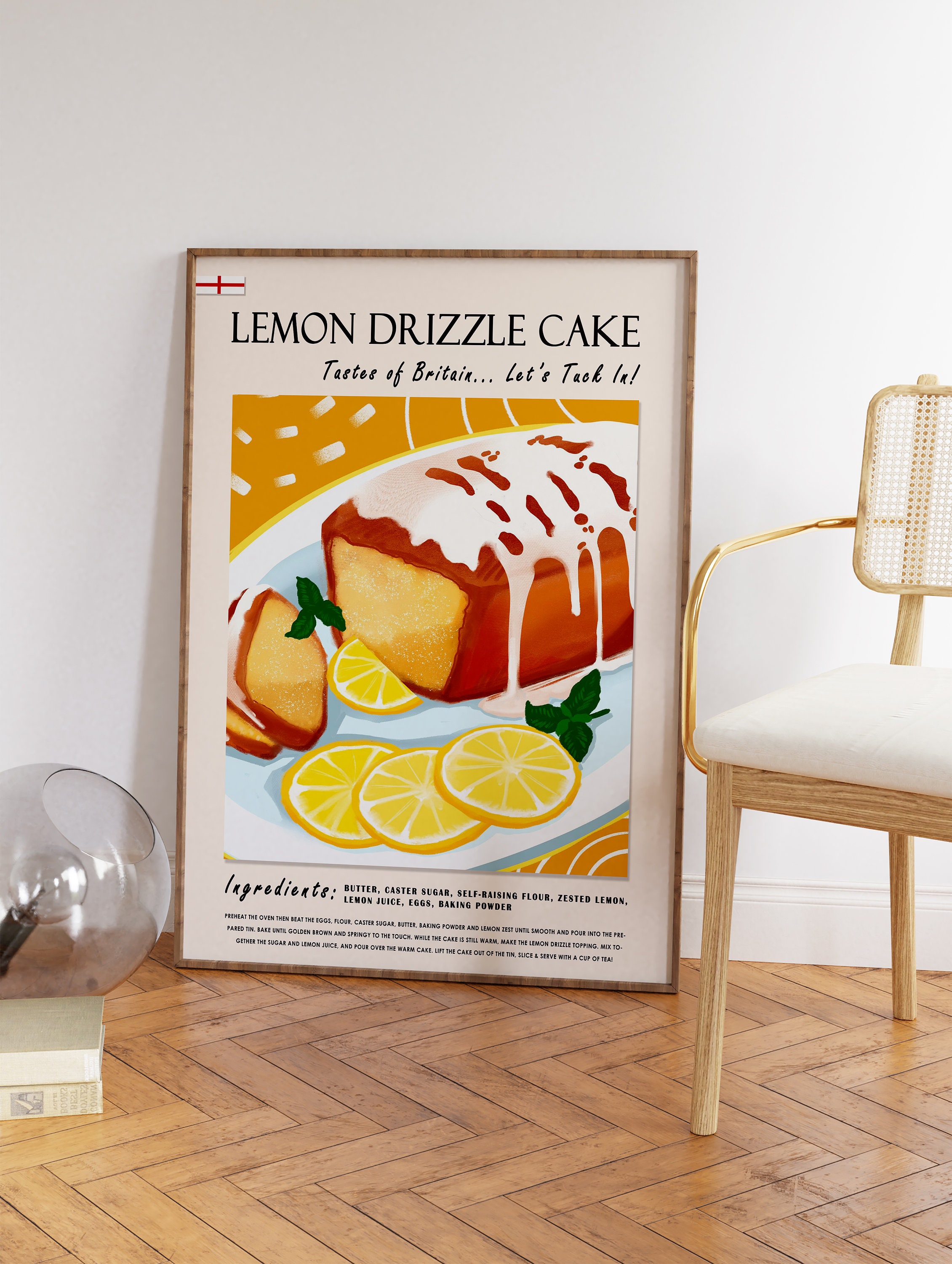 Lemon Drizzle Cake Poster, Food Art, Food Poster, Cake Poster, London ...