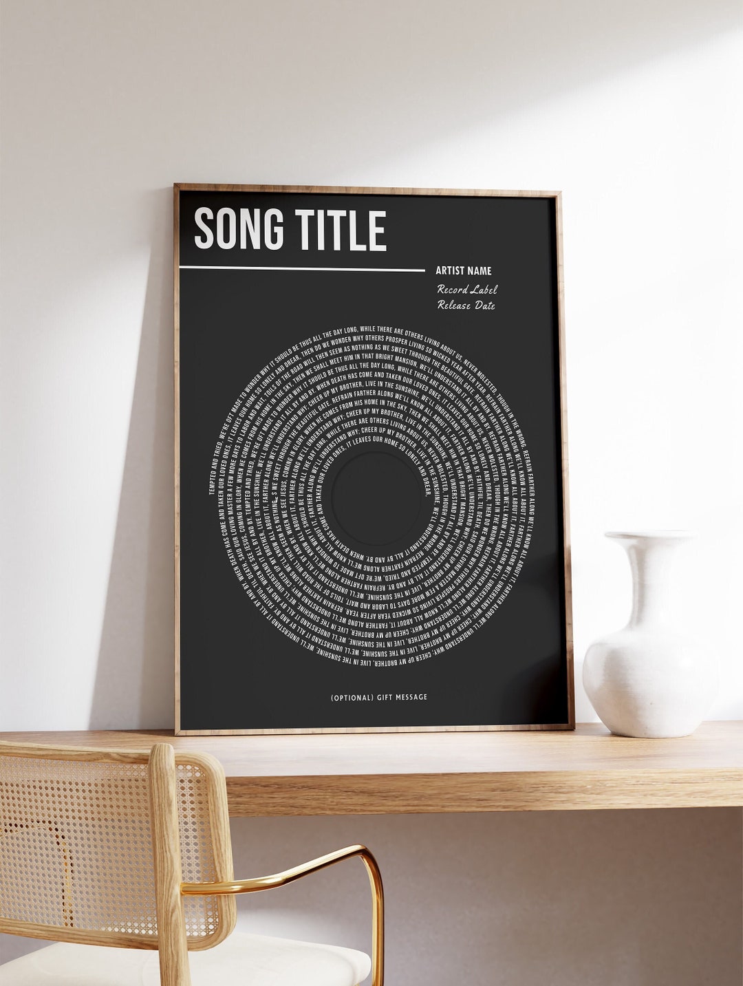 Custom Vinyl Lyrics Print, Personalised Music Poster, Customizable ...