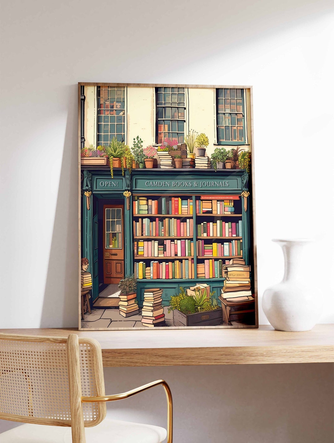 Vintage Book Store Poster, Book Shop Print, Book Lovers Gift, Reading ...