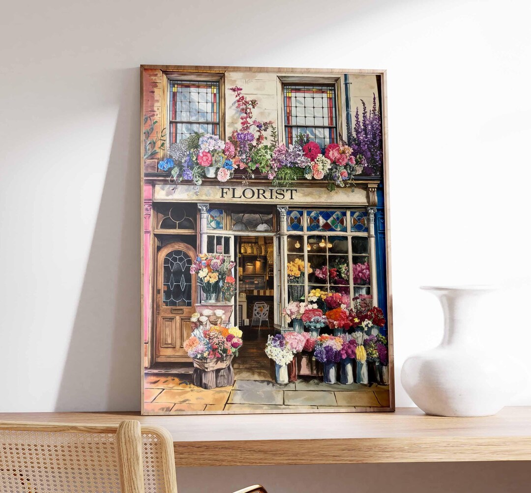 Vintage Florist Poster, Botanical Decor, Retro Flower Shop Print, Retro ...