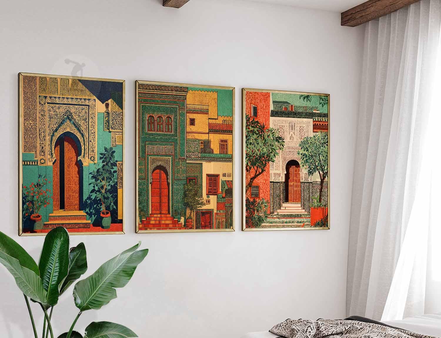 Set of 3 Moroccan Architecture Posters, Arabic Doorway Wall Art ...