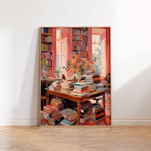 Vintage Library Poster, Book Shop Print, Book Lovers Gift, Reading Gift ...