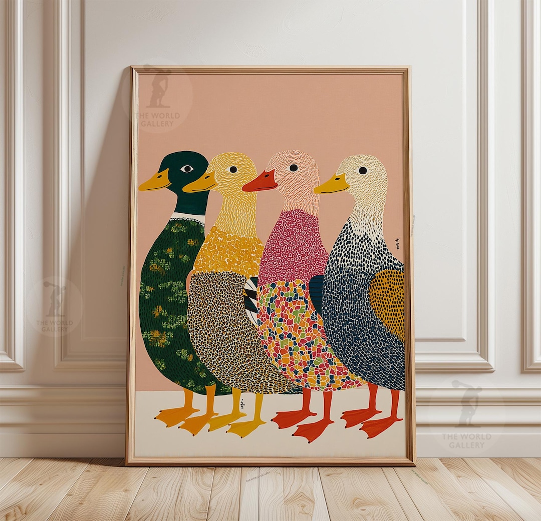 Whimsical Duck Poster | Colorful Animal Wall Art | Patterned Bird Print ...