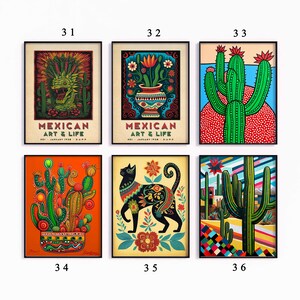 Mexican Poster Sets, Mexican Wall Art Decor, Floral Wall Print, Mexican ...