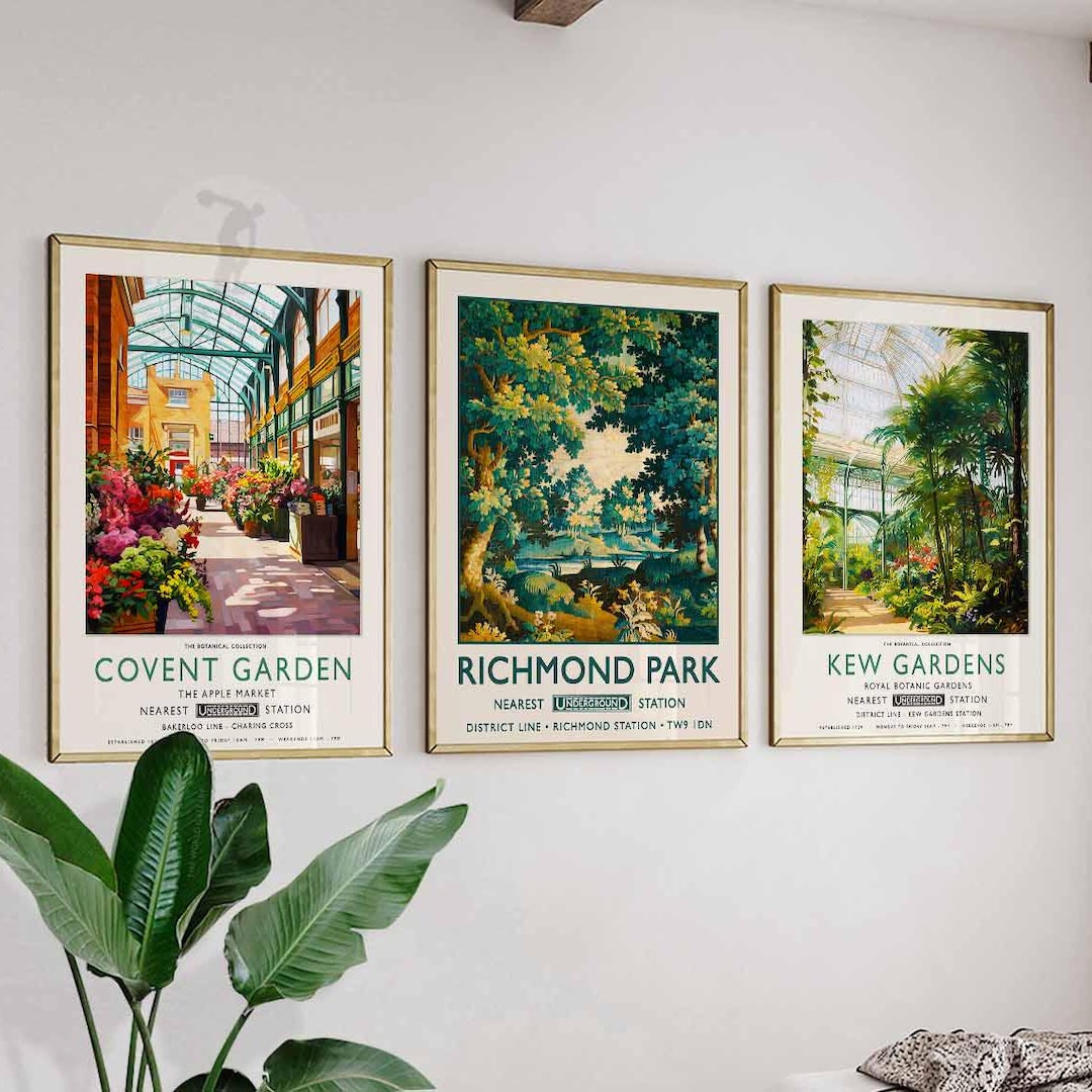 Set of 3 Famous London Park Posters, Covent Garden Poster, Richmond ...