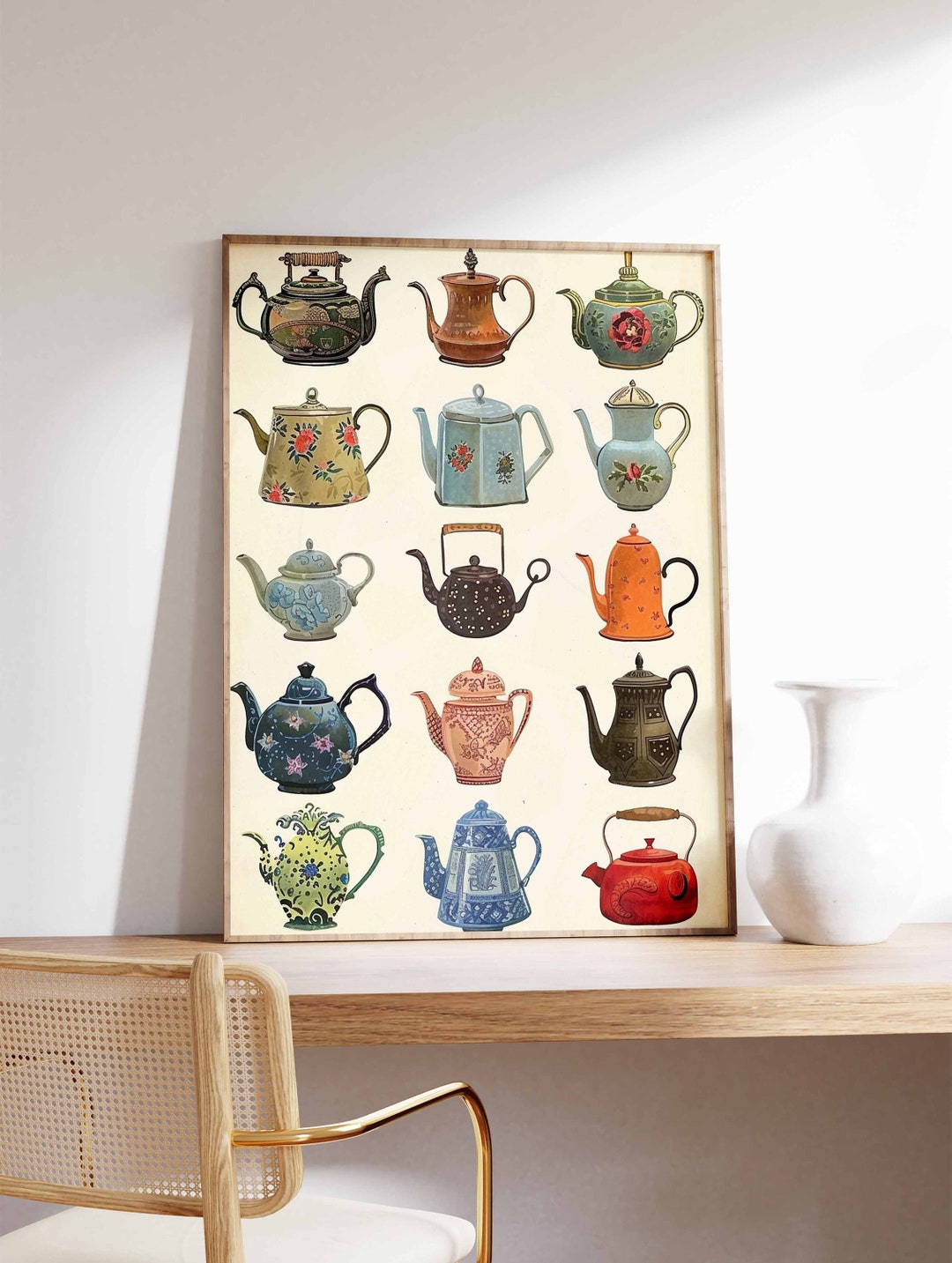Vintage Teapot Print, Retro Coffee Poster, Food Print, Kitchen Decor ...