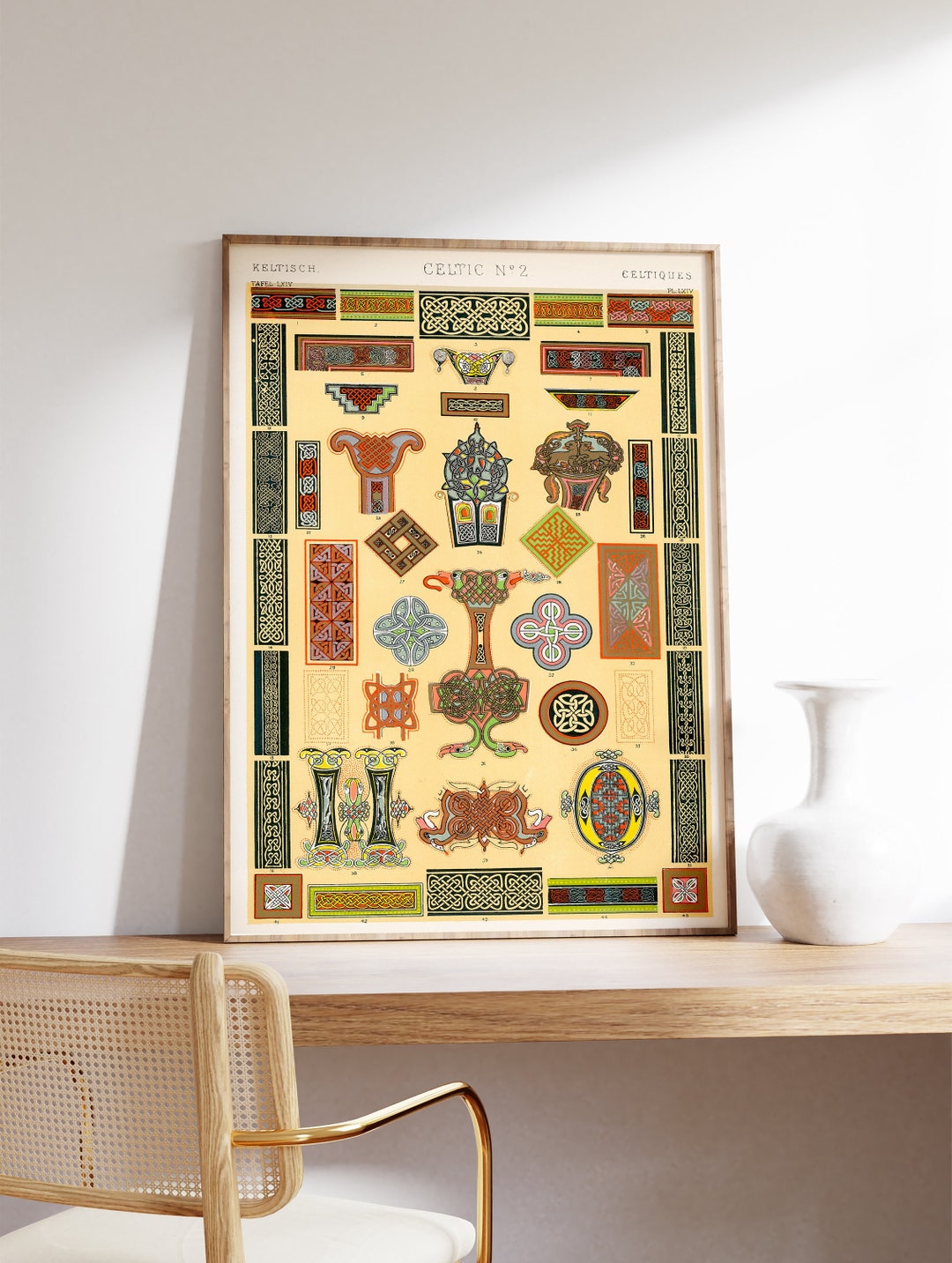 Vintage Celtic Art Poster, Celtic Decor, Textile Print, Graphical ...