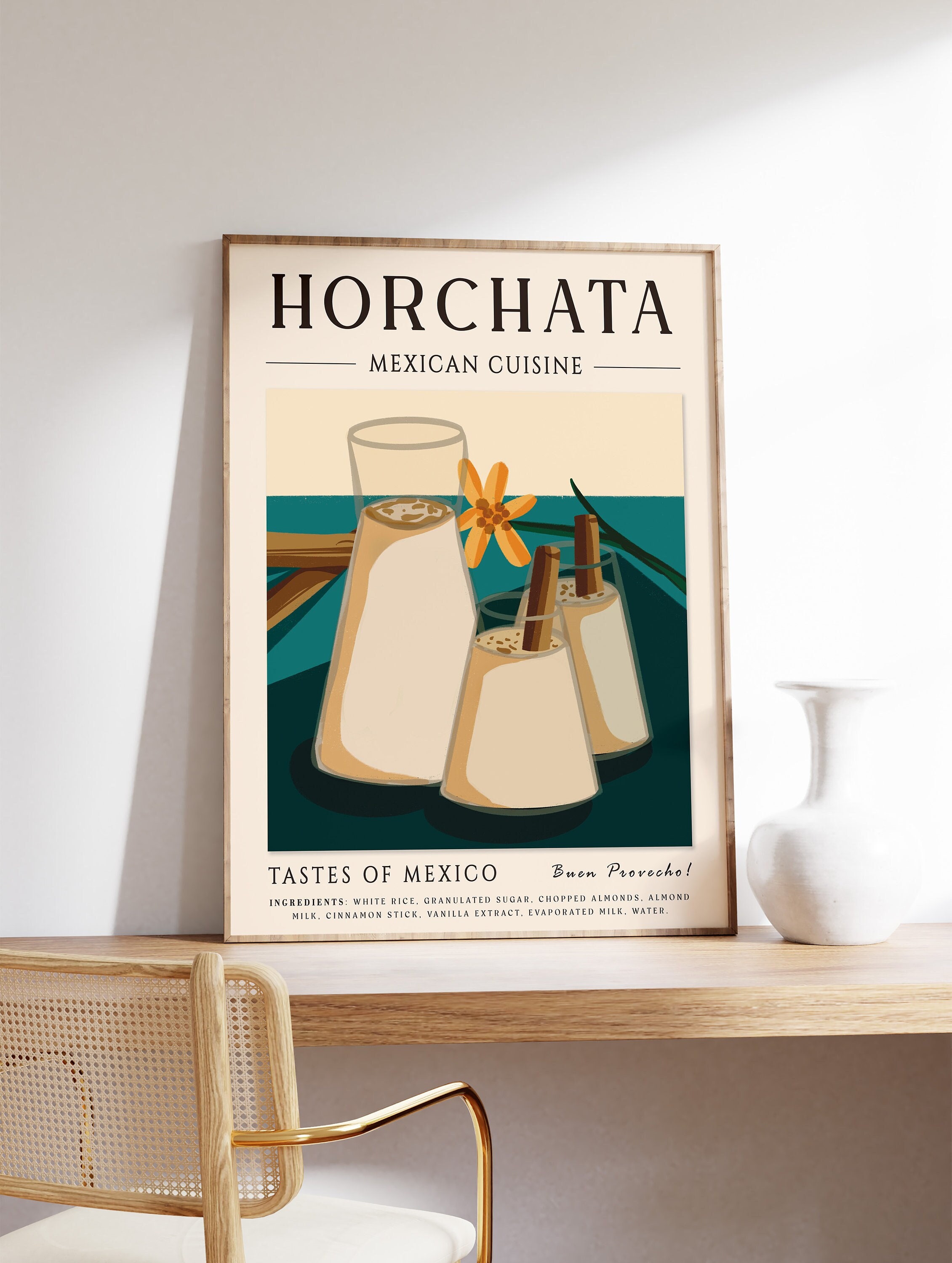 Mexican Food Poster, Horchata Food Print, Travel Poster, Kitchen Poster ...