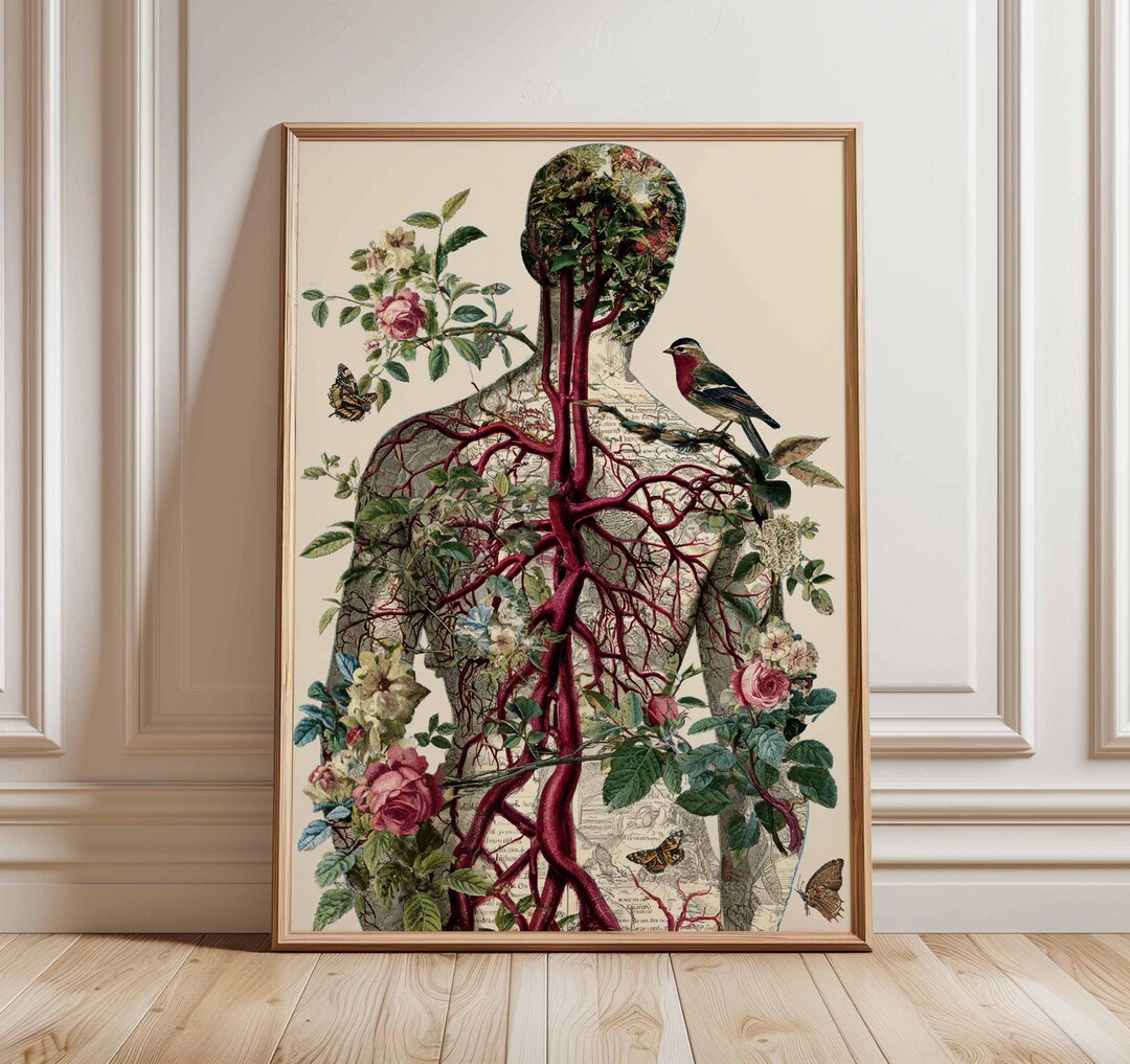 Vintage Style Human Anatomy Print, Botanical Medical Poster - Etsy