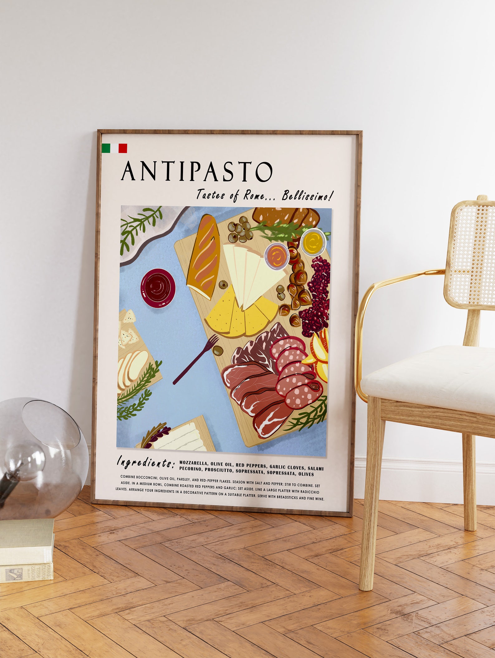 Italian Food Poster Art Poster Rome Travel Poster Kitchen - Etsy