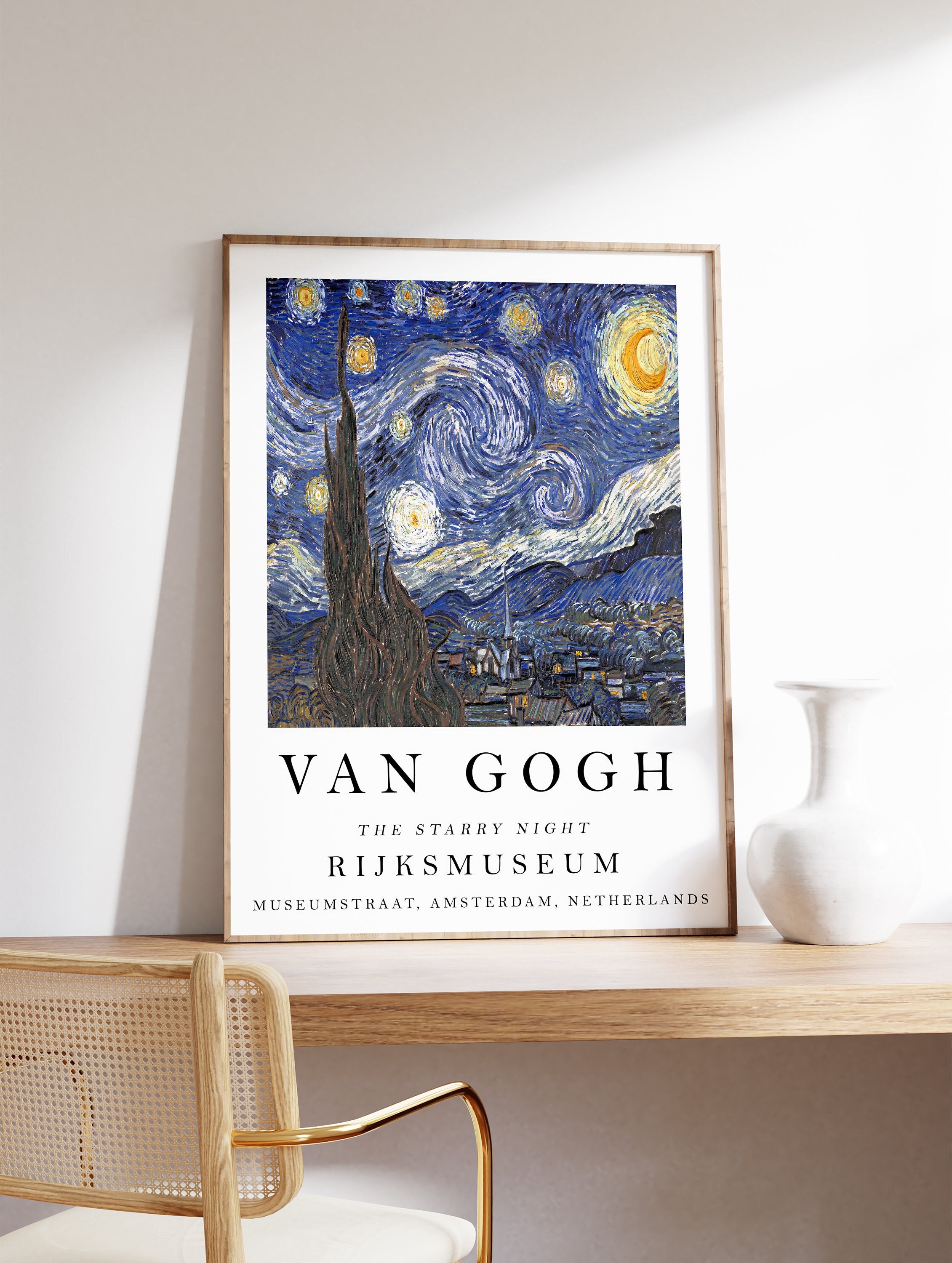 Van Gogh Starry Night Exhibition Poster, Vintage Wall Art Decor - Etsy