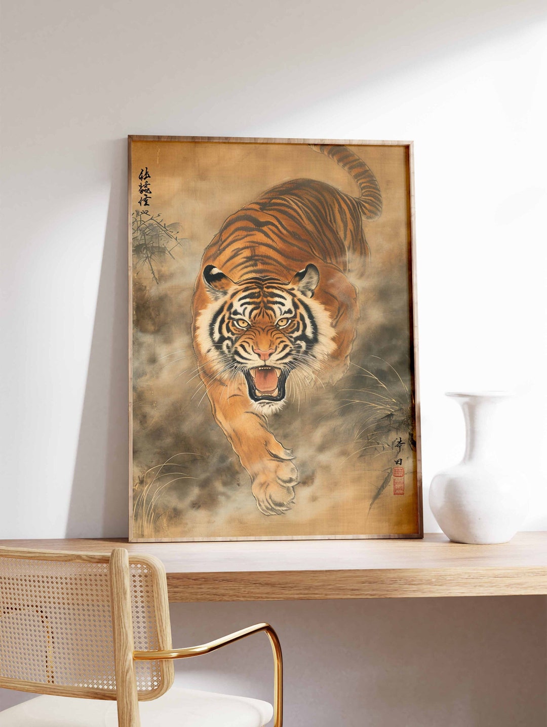 Tiger Print, Vintage Tiger Poster, Botanical Decor, Jungle Art ...