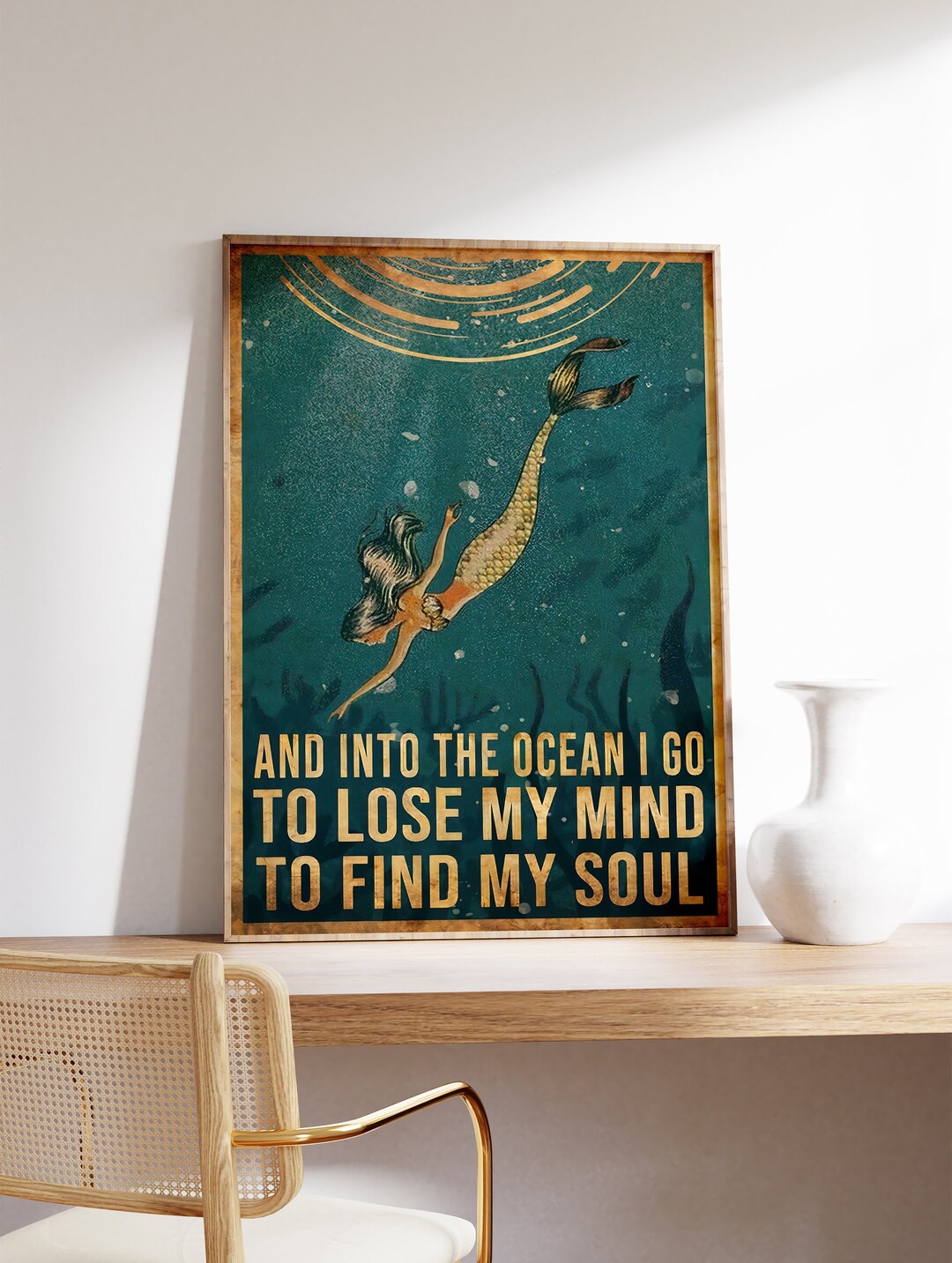 Into the Ocean I Go Poster, Spiritual Yoga Poster, Sea, Water, Travel ...