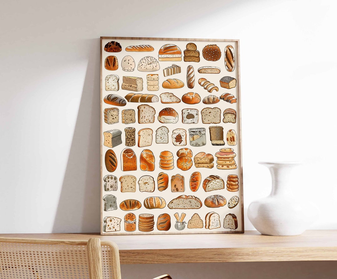Bread Poster, Baking Print, Bakery Art Print, Kitchen Poster, Kitchen ...