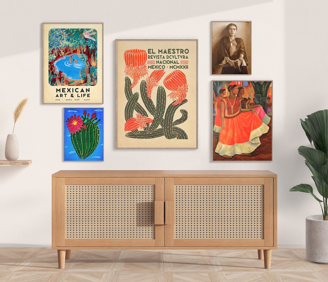 Mexican Gallery Wall Poster Set, Mexican Poster Set, Floral Print ...