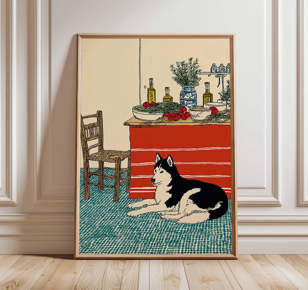 Rustic Husky Dog Print, Mediterranean Kitchen Art, Pet Lover Gift - Etsy