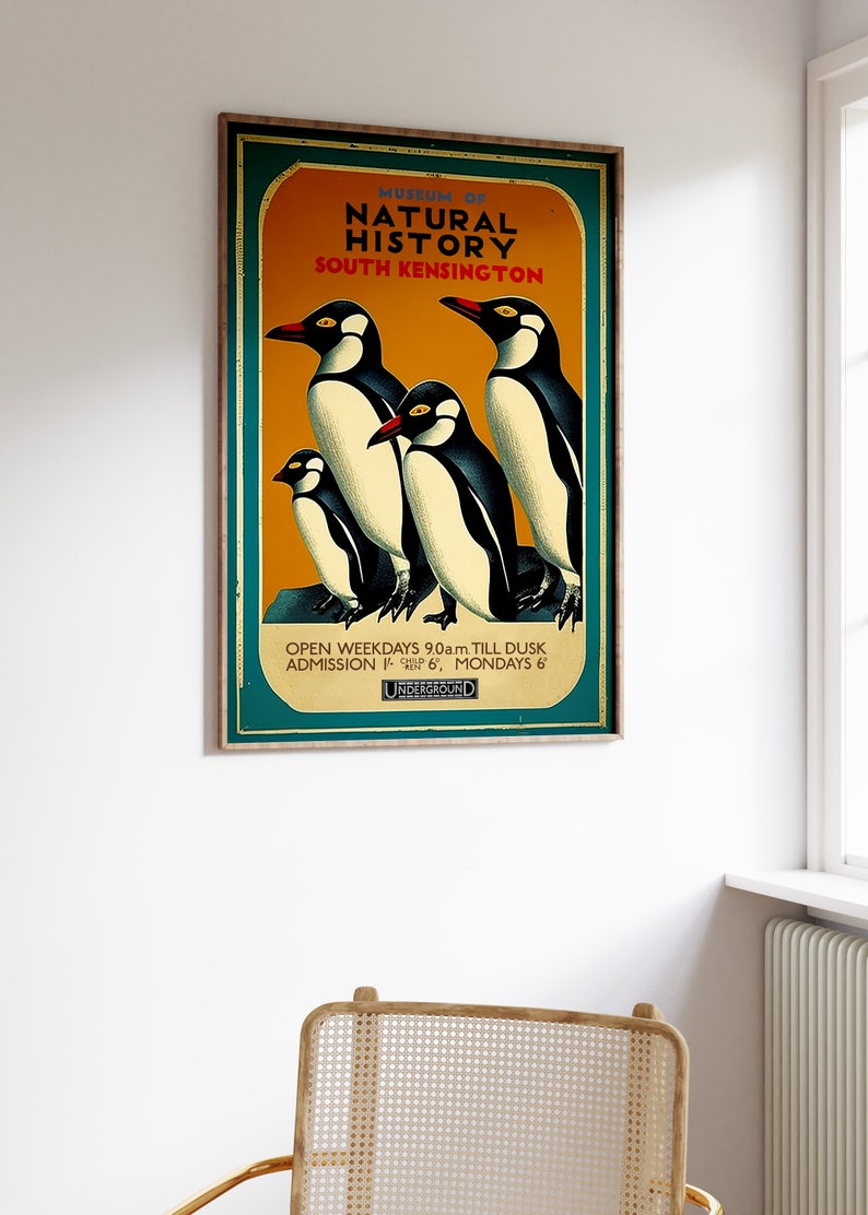 Vintage Museum of Natural History Poster Penguins Retro - Etsy