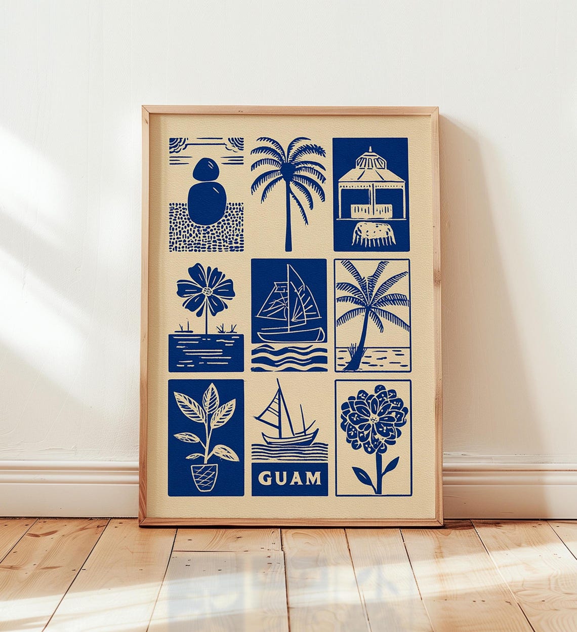 Guam Linocut Art Print, Minimalist Island Travel Poster - Etsy