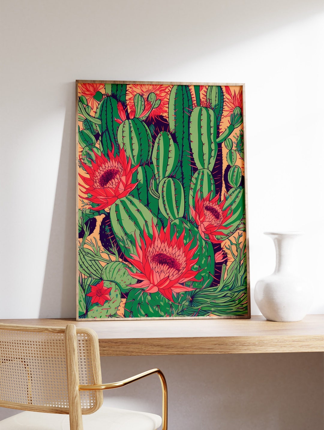Vintage Mexican Cactus Poster, Colourful Mexican Art Prints ...