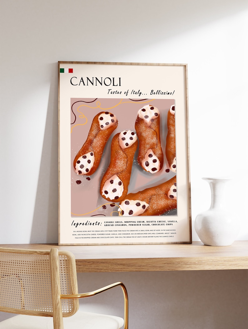Cannoli Food Poster, Italian Dessert Print, Kitchen Art - Etsy