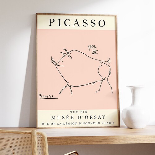 Picasso the Pigs Exhibition Vintage Line Art Poster - Etsy
