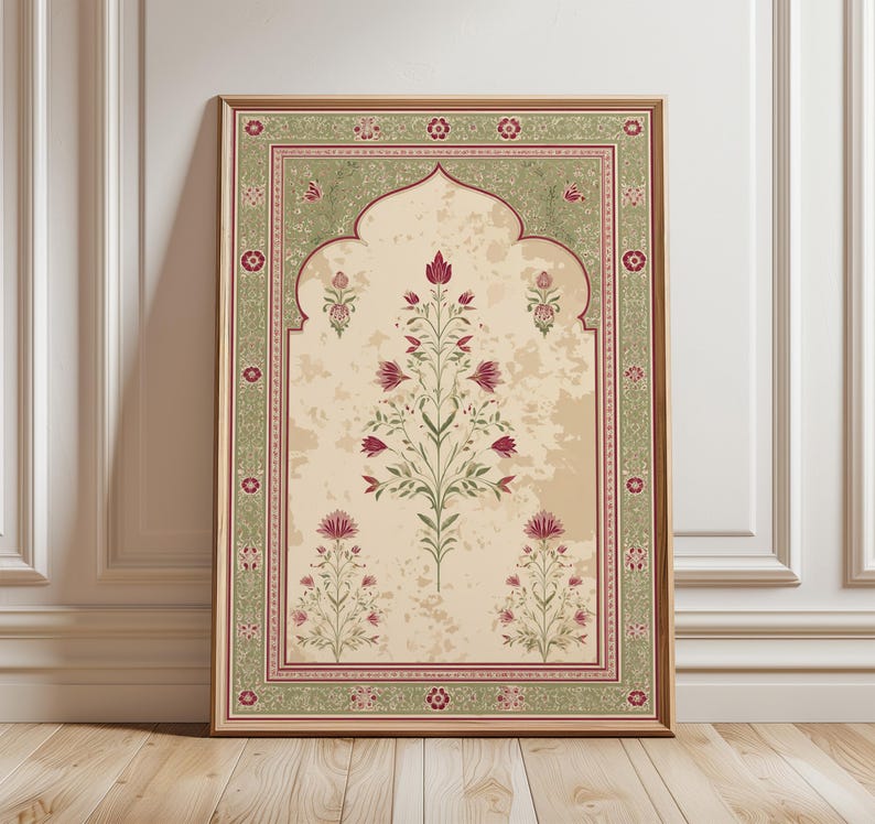 Mughal Floral Arch Print, Indian Wall Art, Oriental Botanical Poster ...