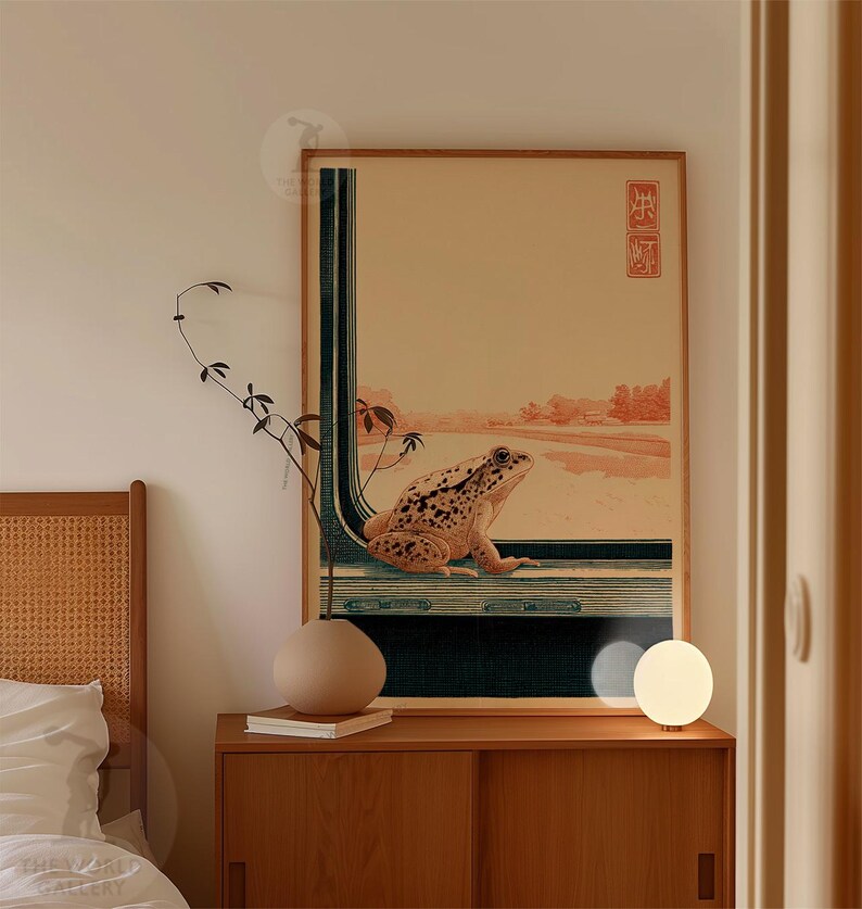 Frog Window Scene Poster, Minimal Japanese Style Linocut Art - Etsy UK