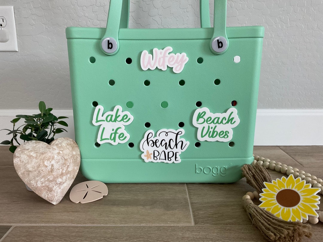 BOGEMS - Bogg Bag Charms - Beach Vibe - Beach Babe - Lake Life - Wifey Charm - Bogg Bag ...