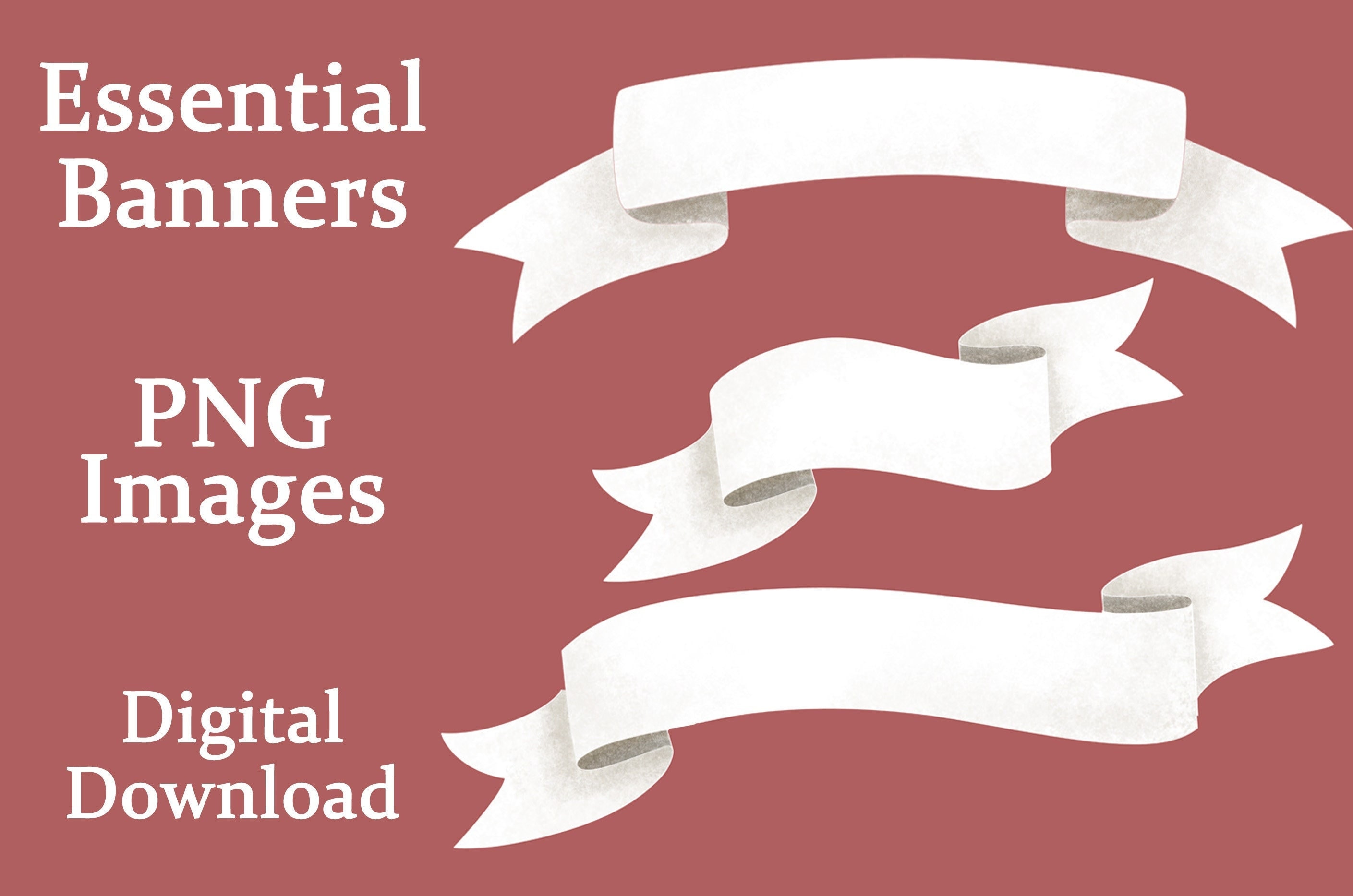 Simple White Paper Banners PNG Digital Download - Etsy