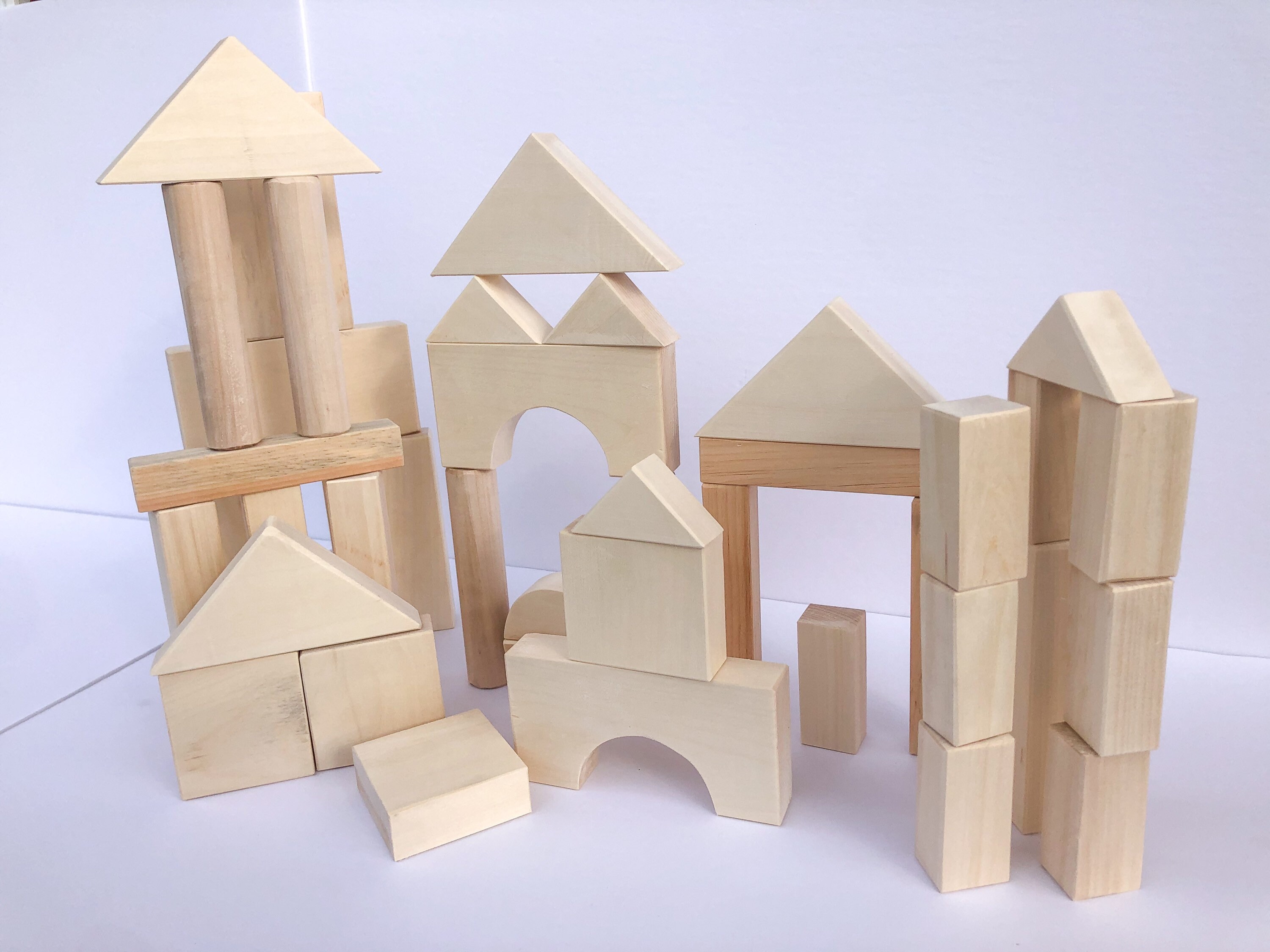 Solid Wood Unit Block Set With Storage Bag 40 Pieces | Etsy UK