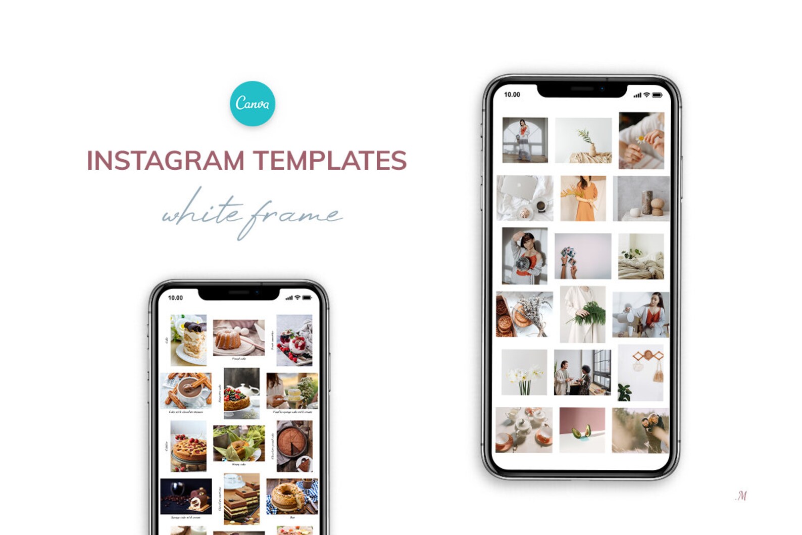Elegant white frame for Instagram posts in Canva and matched | Etsy