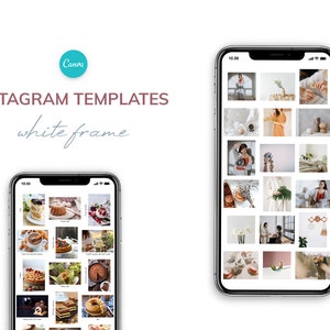 Elegant white frame for Instagram posts in Canva and matched | Etsy