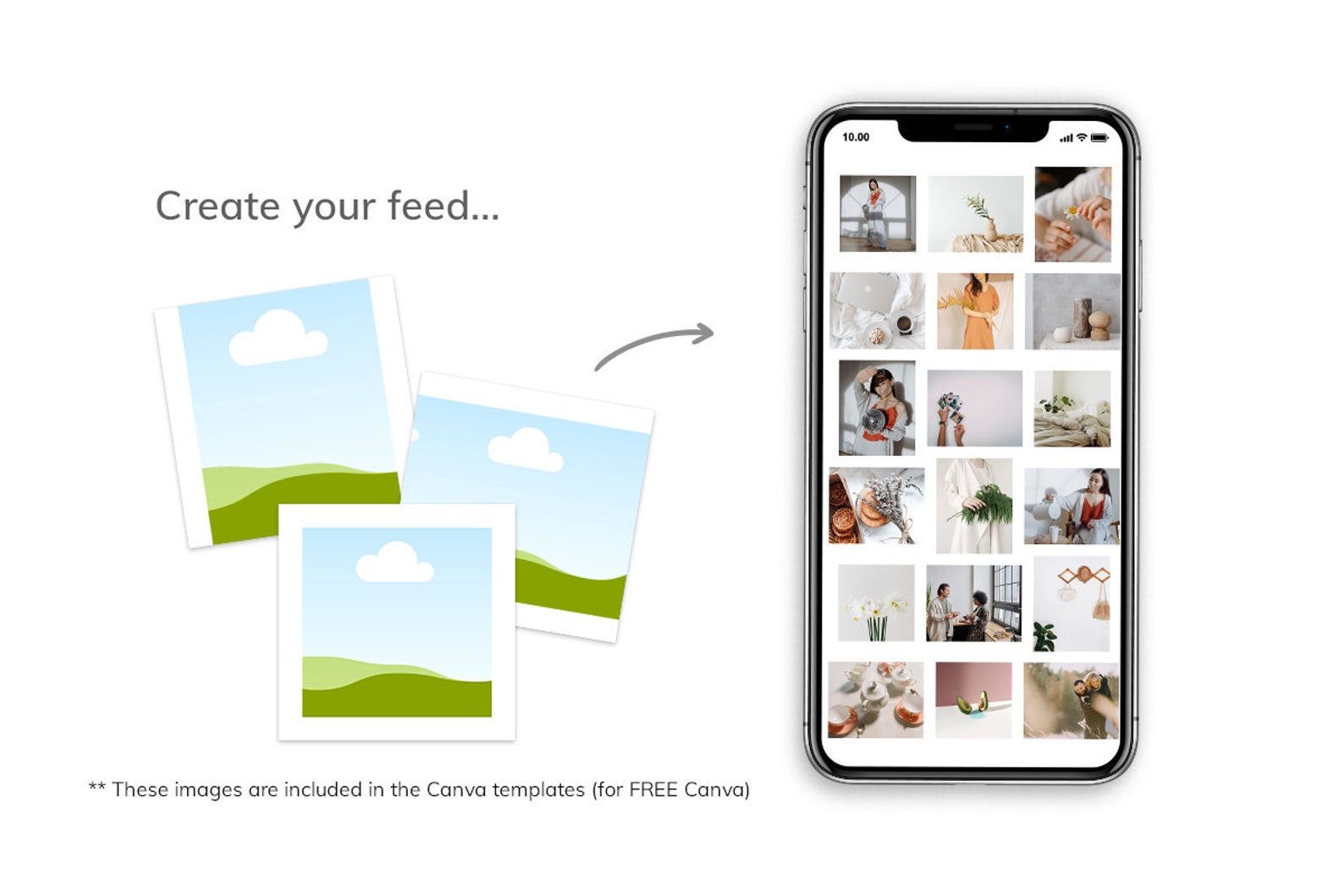 Elegant White Frame for Instagram Posts in Canva and Matched Images ...