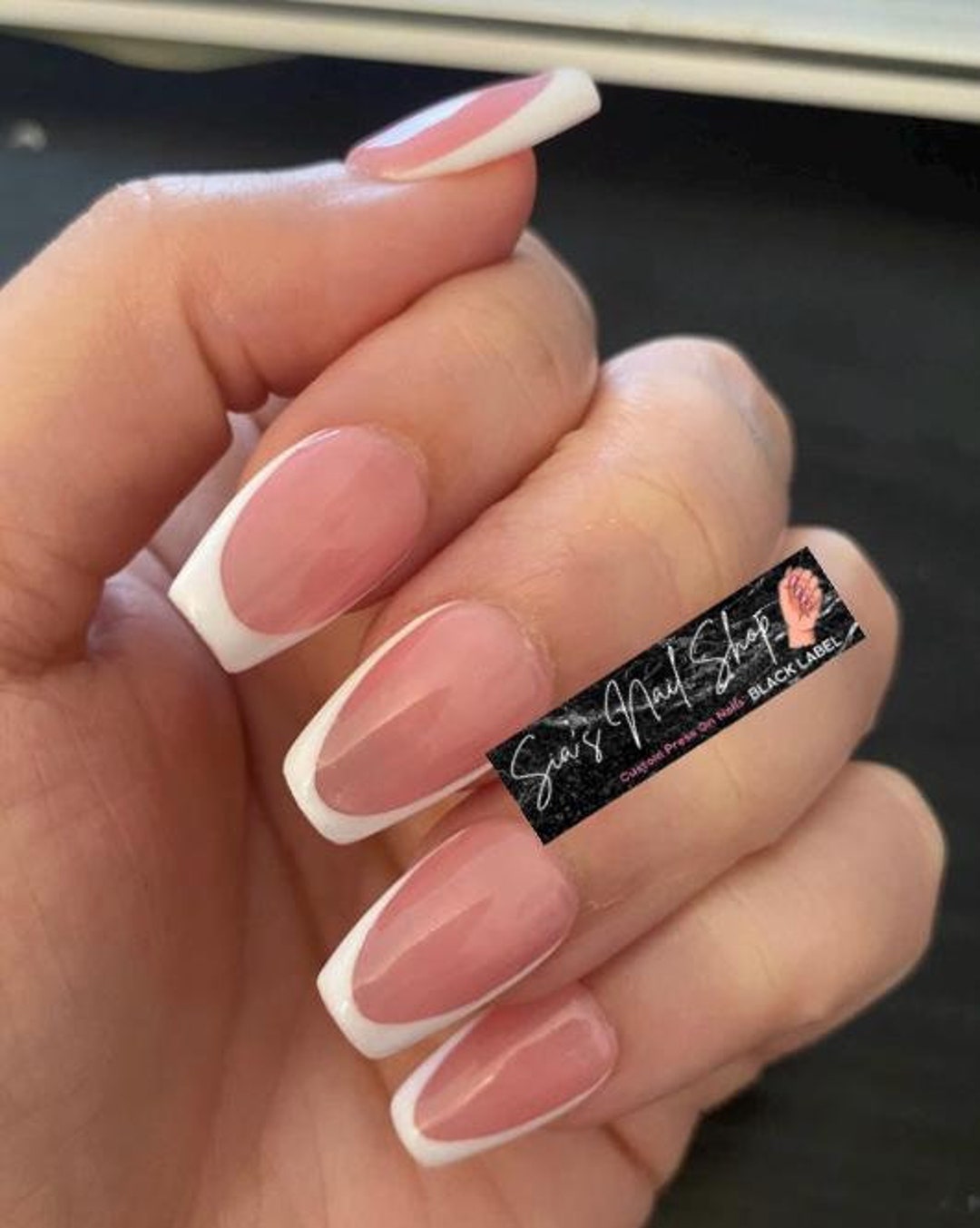 Deep French Tip Acrylic Press on Nails - (length= Short Coffin) - Etsy