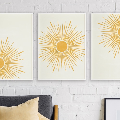 Sun Art Set of 3 Prints Sun Print Sunset Digital Download - Etsy