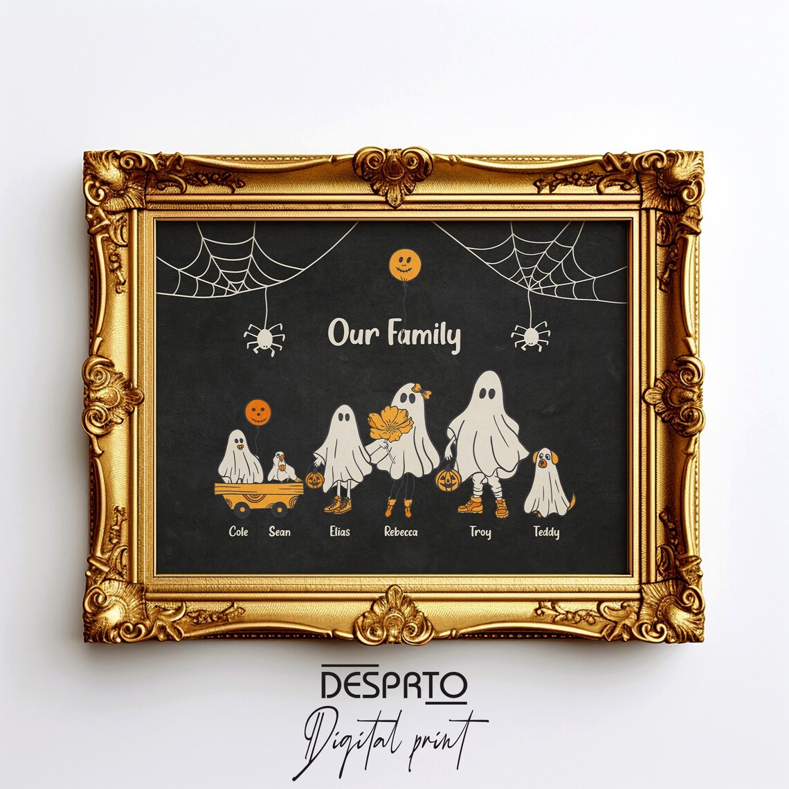 Retrato personalizado de família com fantasmas para o Halloween ...