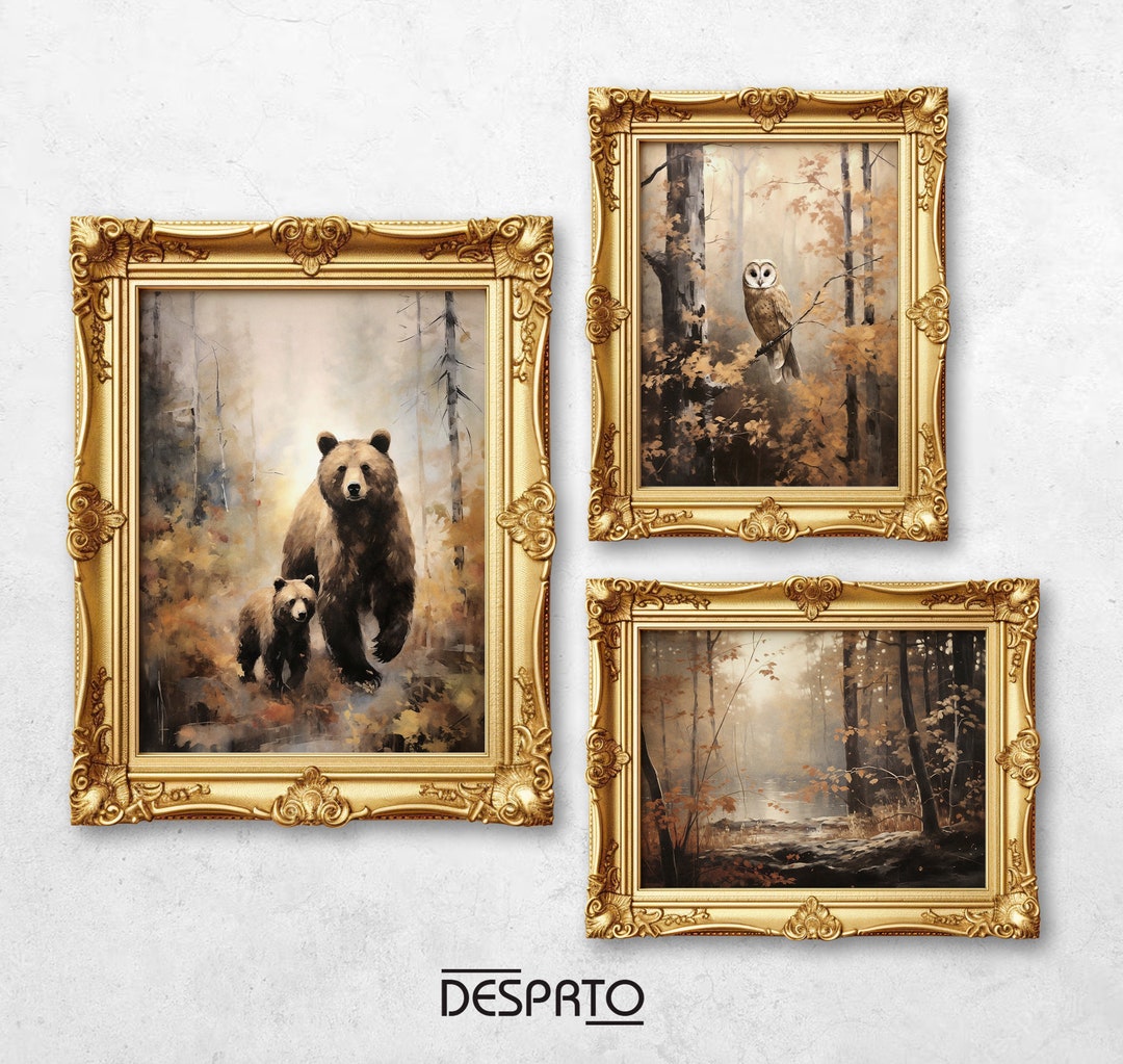 Set of 3 Fall Forest Decor Cottagecore Prints Animal Autumn - Etsy