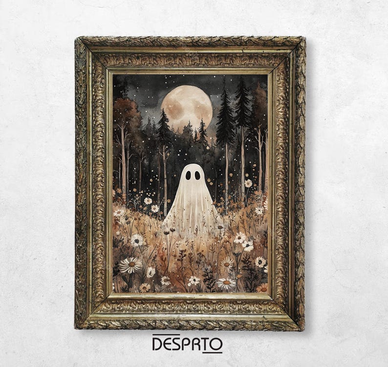 Ghost in Forest Field With Flower, Dark Academia, Cottagecore Spooky ...