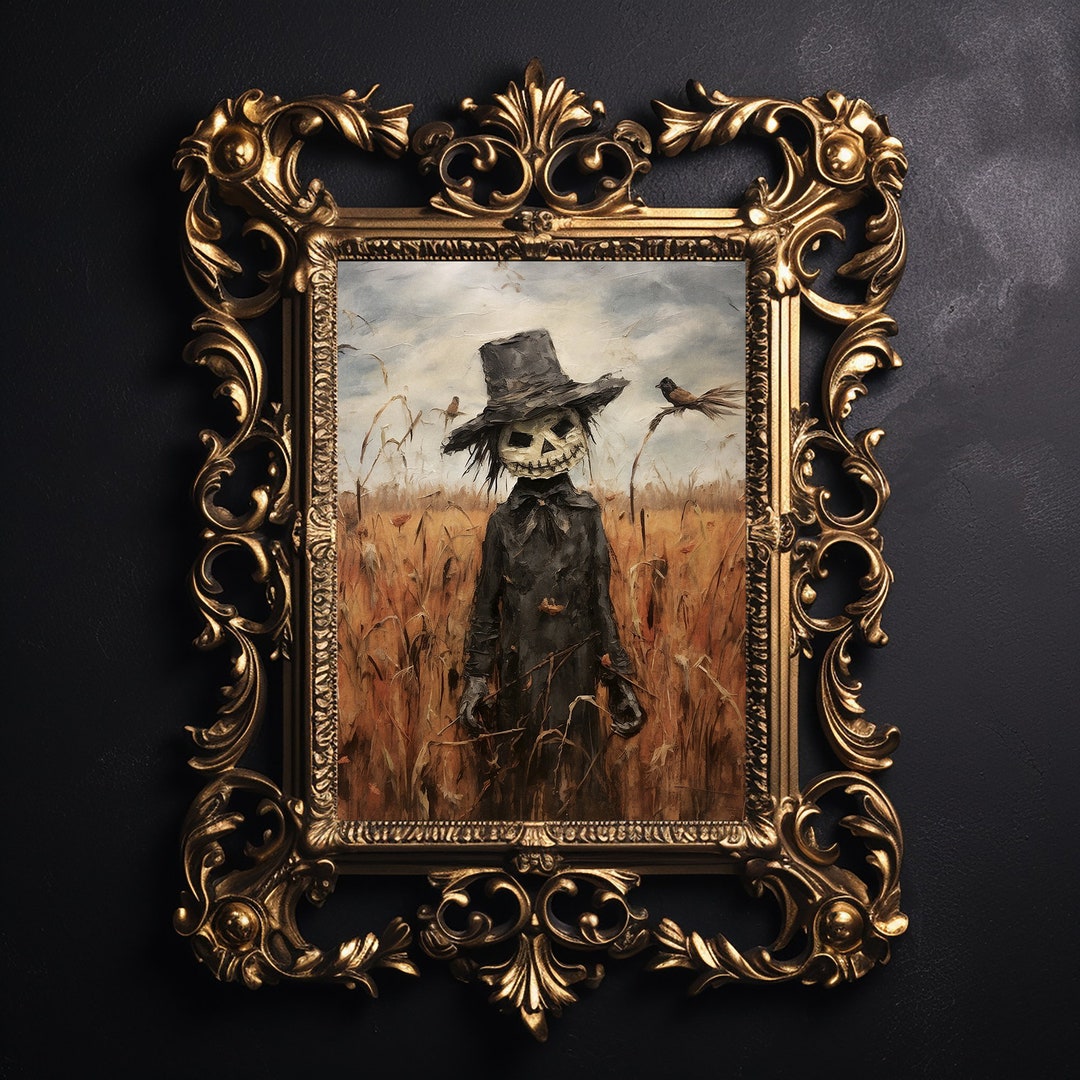 Cute Scarecrow in Fall Field Print, Halloween Printable, Autumn ...