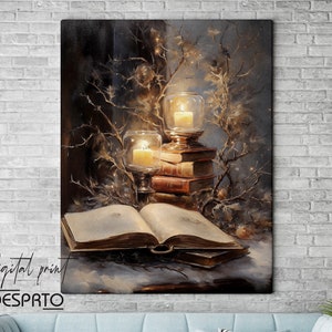 Winter Bookish Christmas Printable, Aesthetic Vintage Holiday Oil ...