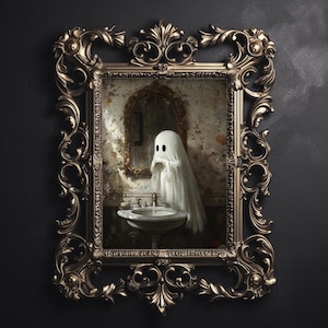 Ghost Washing His Hands in Sink Print, Bathroom Dark Academia, Ghost ...
