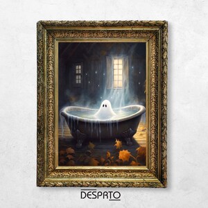 Ghost Takes a Bath, Ghost Bathtub Portrait Print, Dark Academia ...