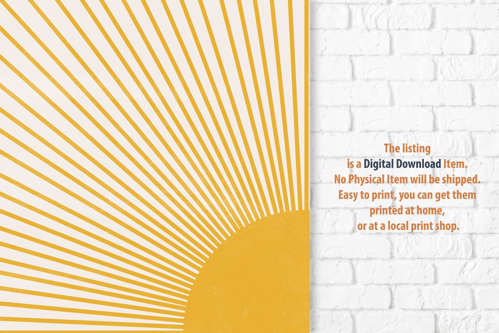 Sun Wall Art Sun Print Mid Century Modern Horizontal Sun Print Boho ...