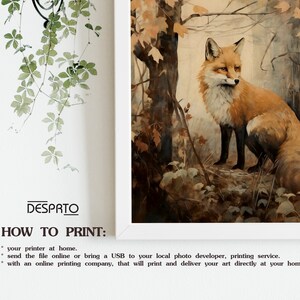 Fox in the Fall Forest, Cottagecore Prints, Animal Autumn Wall Art ...
