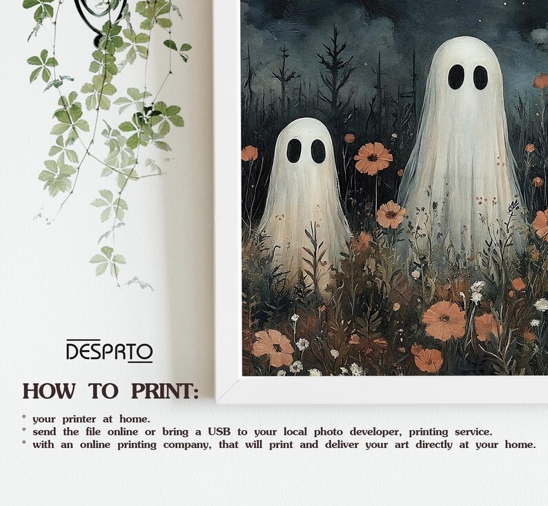 Three Ghosts in Field With Flower, Dark Academia, Cottagecore Spooky ...