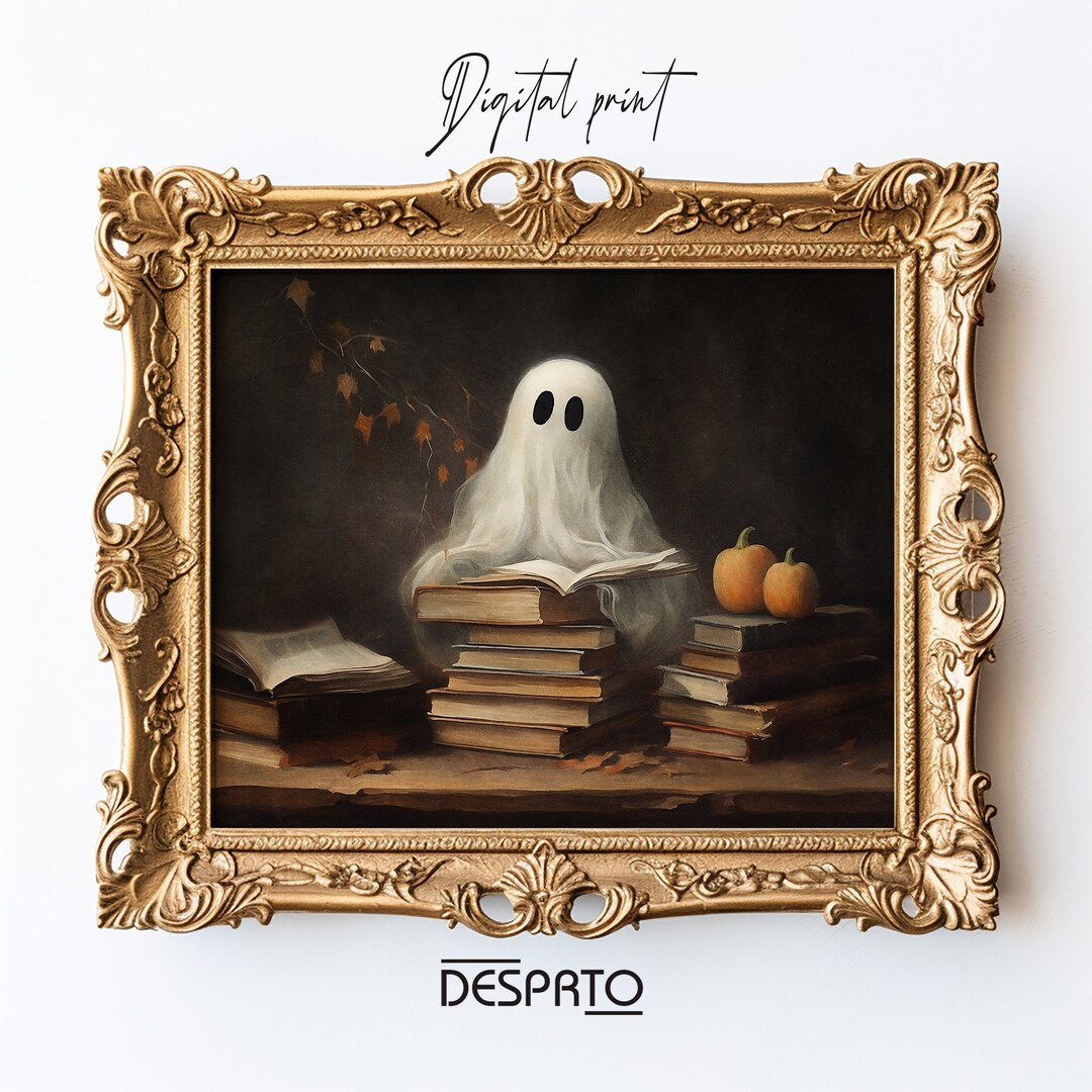 Rustic Cute Ghost Book Printable, Halloween Cottagecore Still Life ...