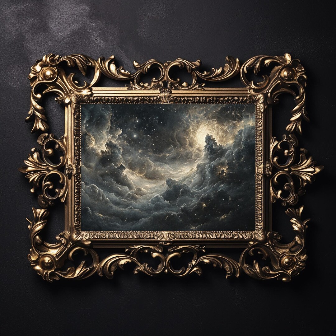 Night Sky Clouds Stars Print, Gothic Dark Academia Decor (digital ...