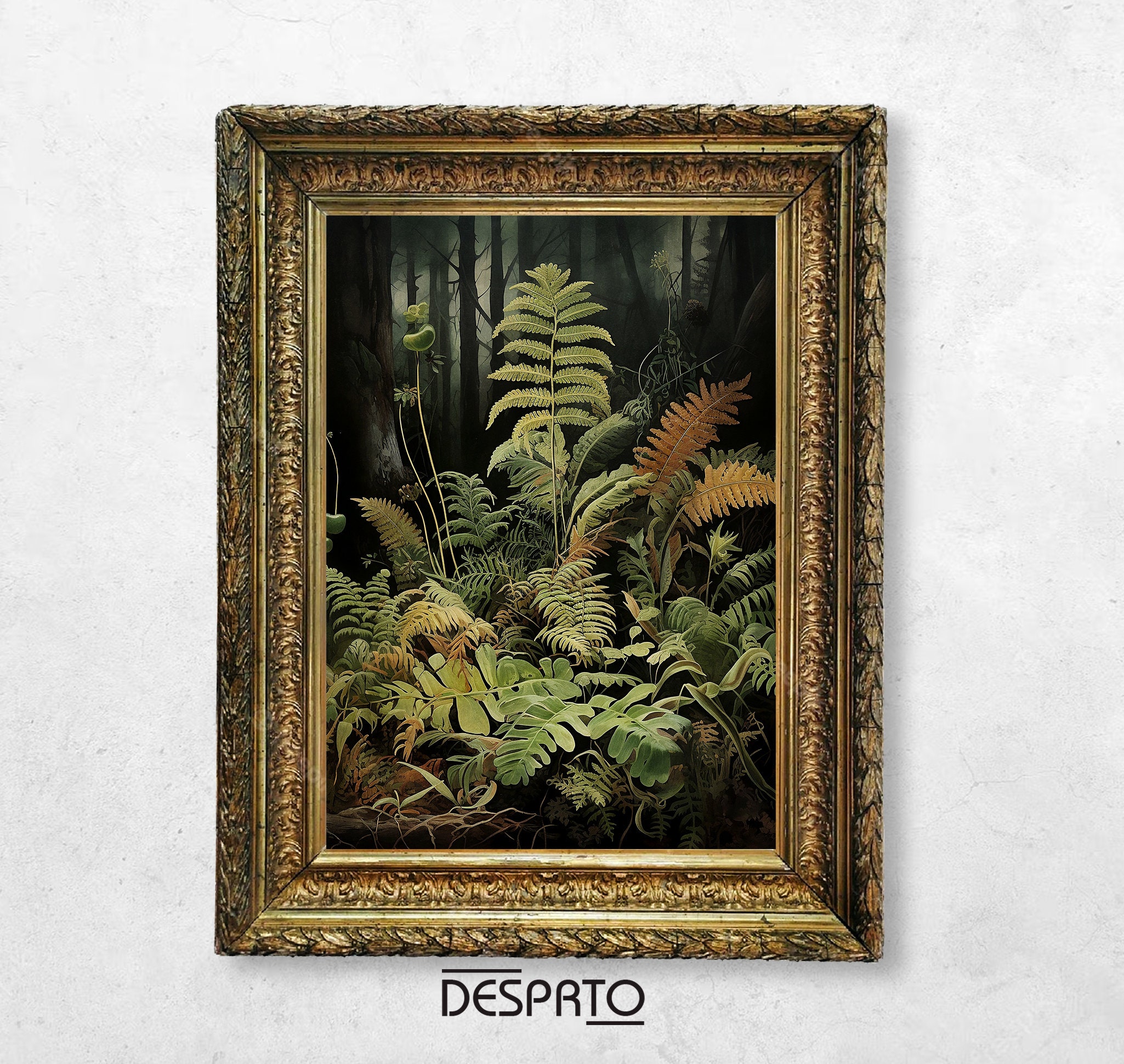 Forest Fern Ptrintable, Woodland Moody Wall Print, Dark Academia Decor ...